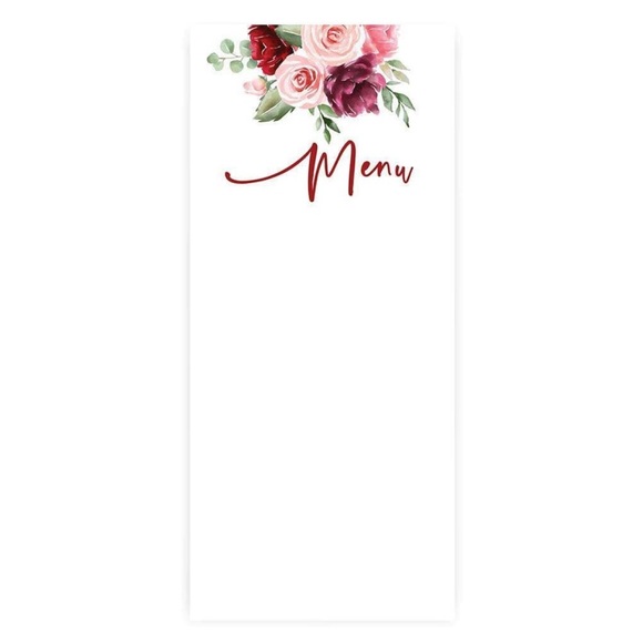 Party Supplies | Wedding Red Floral Menu Card Advice Cards Blank ...